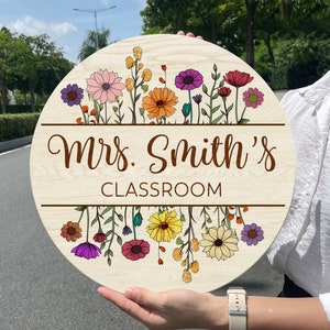 Personalized Teacher Door Sign, Custom Teacher Name Front Door Sign ...