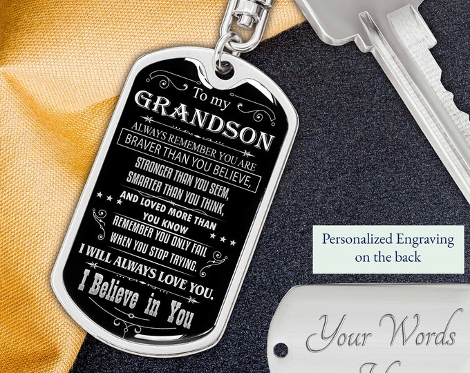 Customized Grandson Keychain Gift From Grandma Nana Grandpa ...