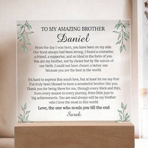 Personalized Plaque for Brother, Sentimental Gift for Brother From ...