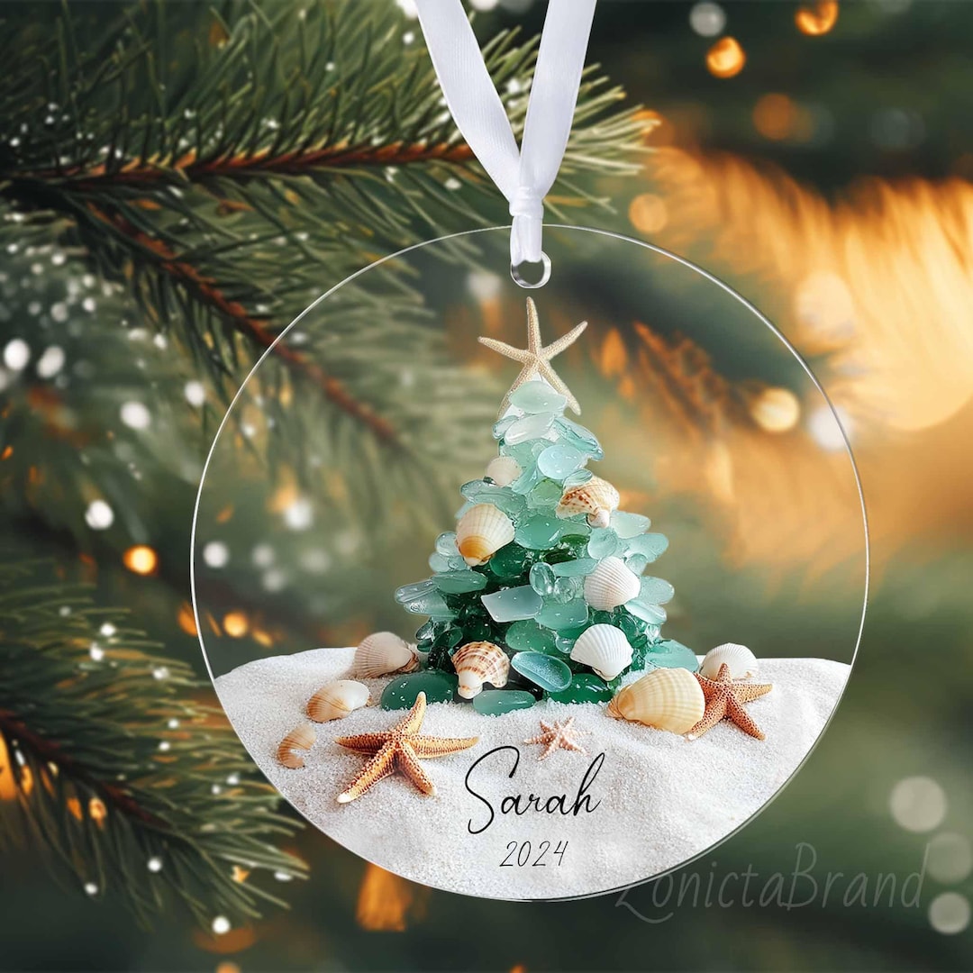 Personalized Coastal Christmas Ornament, Coastal Christmas Tree With ...