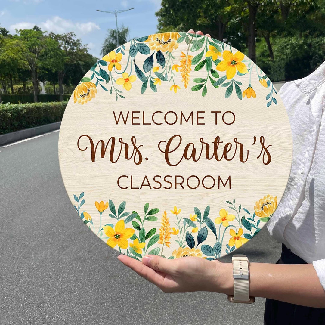 Personalized Teacher Door Sign, Custom Teacher Name Front Door Sign ...