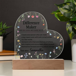 Personalized Difference Maker Heart Acrylic Plaque, Retirement Gift ...