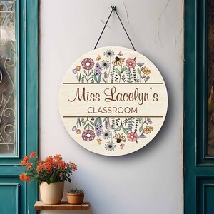 Personalized Teacher Door Sign, Custom Teacher Name Front Door Sign ...