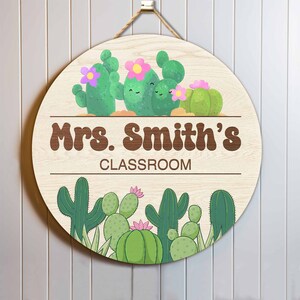 Custom Teacher Cactus Door Sign, Cactus Door Hanger, Personalized ...