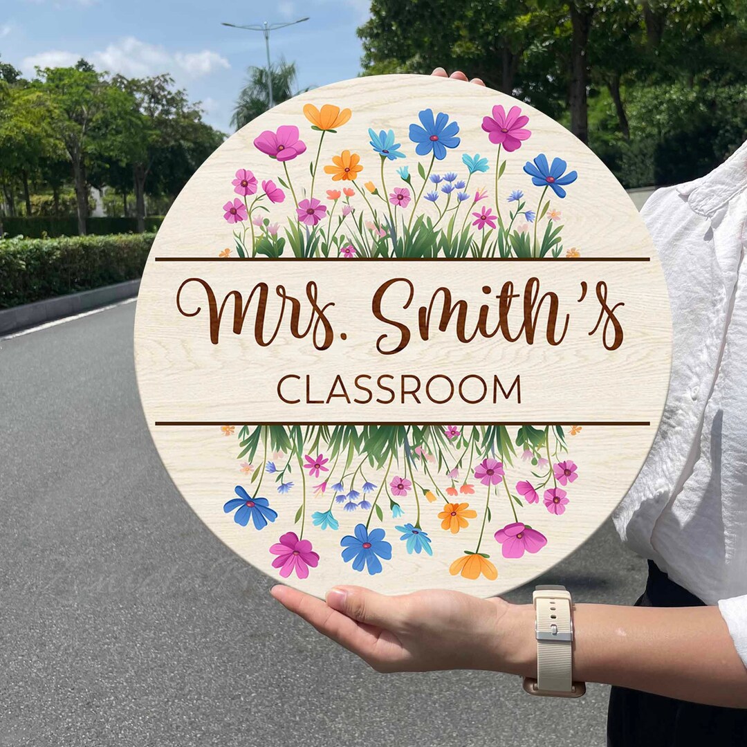 Personalized Teacher Door Sign, Custom Teacher Name Front Door Sign ...