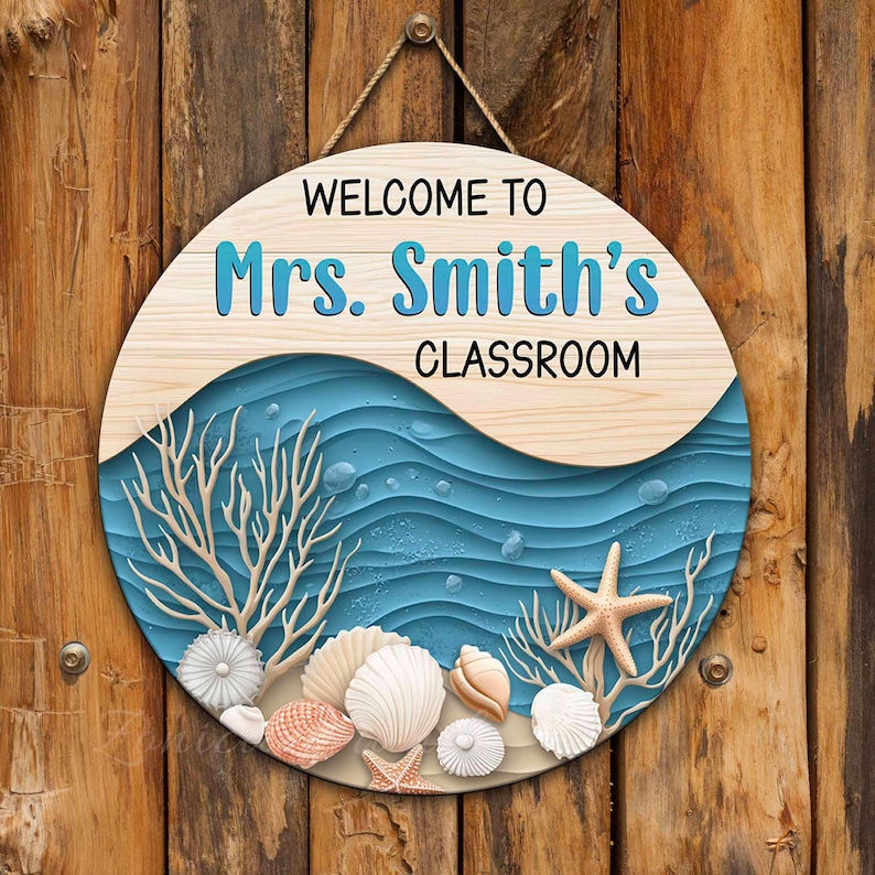 Personalized Ocean Theme Sign for Classroom Decor, Ocean Coastal ...