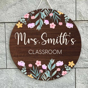 Floral Teacher Door Sign, Classroom Welcome Sign Gift for Teacher, Gift ...