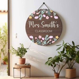 Floral Teacher Door Sign, Classroom Welcome Sign Gift for Teacher, Gift ...