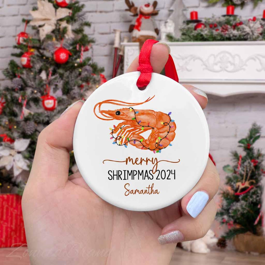 Personalized Shrimp Ornament, Shrimp Christmas Ornament, Merry ...