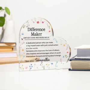 Personalized Difference Maker Heart Acrylic Plaque, Retirement Gift ...