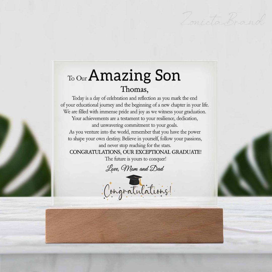 To Our Amazing Son Acrylic Plaque Graduation Gift From Mom and Dad ...