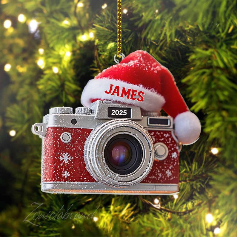 Personalized Camera Christmas Acrylic Ornament 2D Flat, Photographer ...