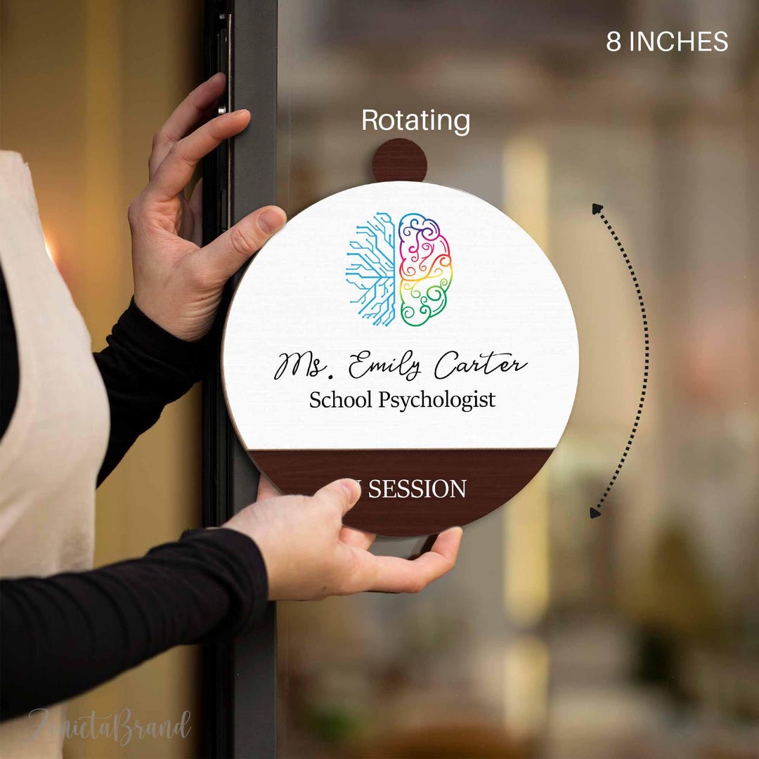 Custom School Psychologist Rotating Door Sign, Personalized Status Sign ...