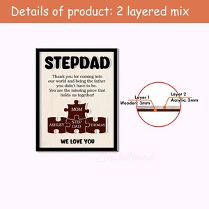 Personalized Stepped up Dad Wooden Sign Gift, Stepdad Presents, Puzzle ...