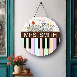 Personalized Music Teacher Door Sign, Piano Teacher Door Hanger, Custom ...