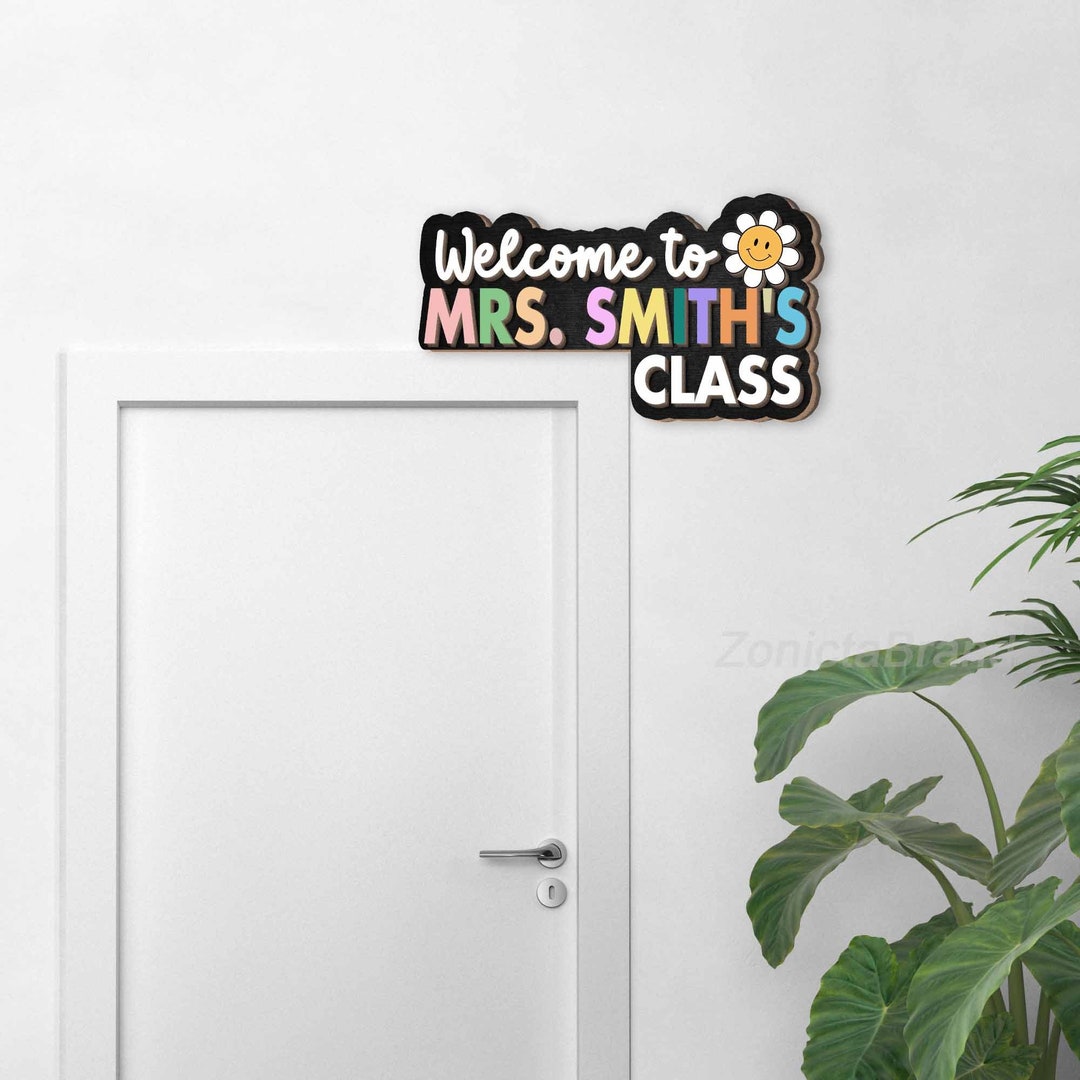 Personalized Teacher Doorframe Corner Welcome Sign, Doorframe Sign for ...