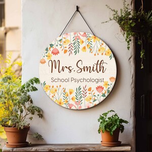 Personalized School Psychologist Door Sign, Custom Door Hanger, School ...