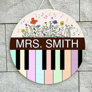 Personalized Music Teacher Door Sign, Piano Teacher Door Hanger, Custom ...