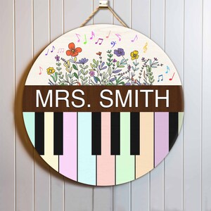 Personalized Music Teacher Door Sign, Piano Teacher Door Hanger, Custom ...