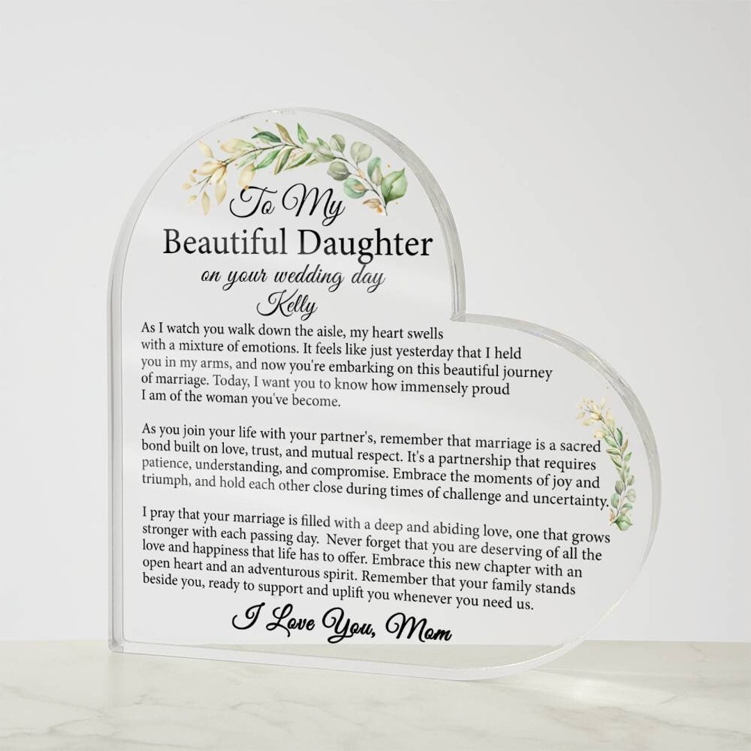 Personalized Plaque Wedding Gift for Daughter on Wedding Day From Mom ...