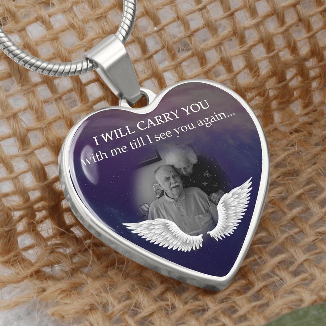 Personalized Photo Memorial Necklace, Memorial Heart Necklace for Women ...