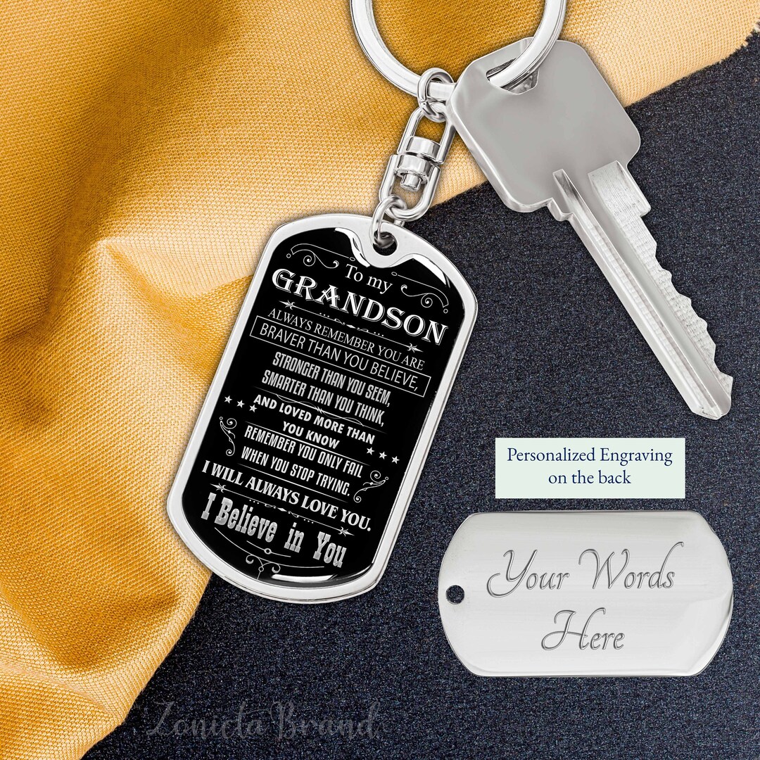 Customized Grandson Keychain Gift From Grandma Nana Grandpa ...