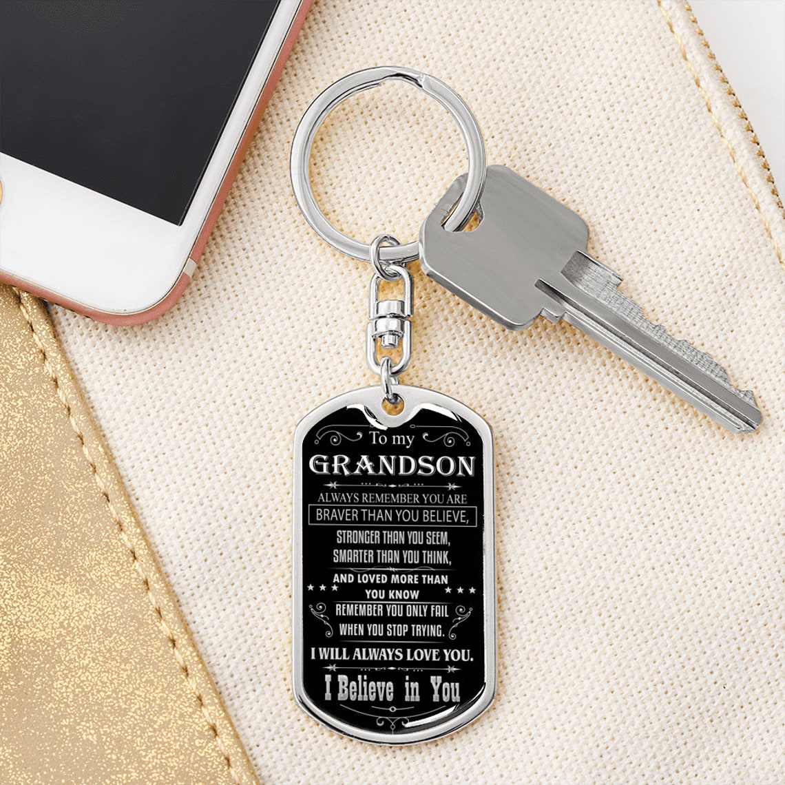 Customized Grandson Keychain Gift From Grandma Nana Grandpa ...