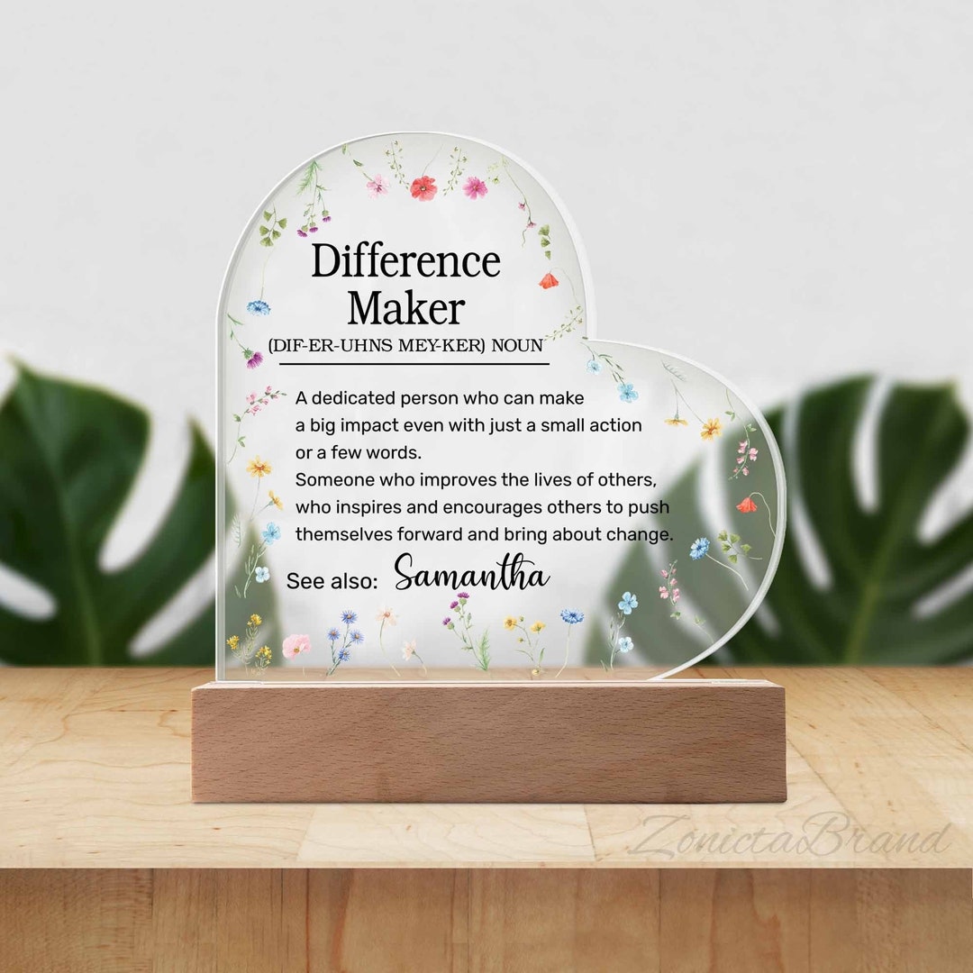 Personalized Difference Maker Heart Acrylic Plaque, Retirement Gift ...