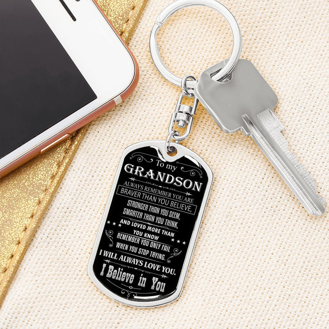 Customized Grandson Keychain Gift From Grandma Nana Grandpa ...