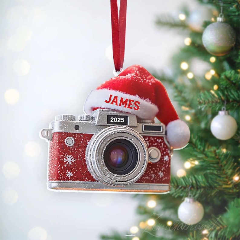 Personalized Camera Christmas Acrylic Ornament 2D Flat, Photographer ...