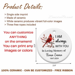 Personalized Memorial Cardinal Ornament, Christmas Cardinal in Loving ...