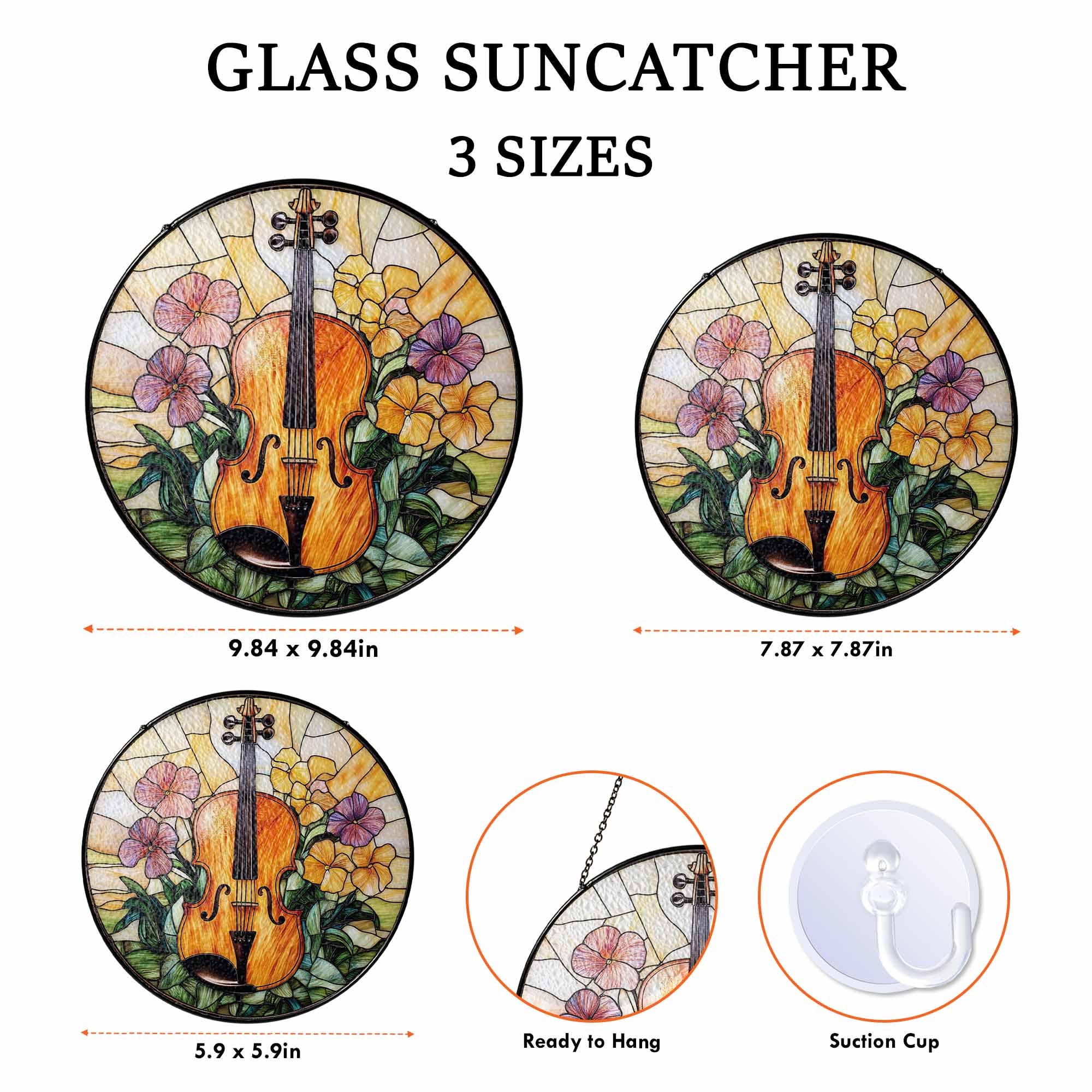 Violin Stained Glass Suncatcher, Violin Player Light Catcher Window ...