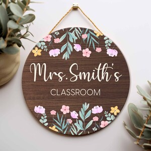 Floral Teacher Door Sign, Classroom Welcome Sign Gift for Teacher, Gift ...