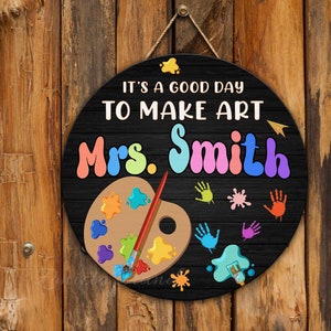 Art Teacher Custom Hanging Door Sign, Personalized Art Teacher Sign ...