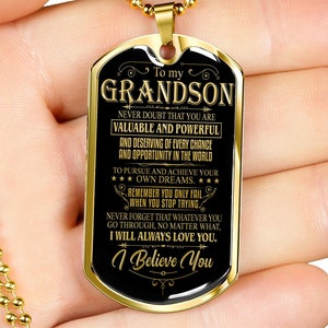 To My Grandson Necklace, Grandson Dog Tag Necklace, Gift for Grandson ...