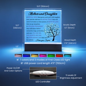 Mother and Daughter Acrylic Plaque, Custom Mother and Daughter LED ...