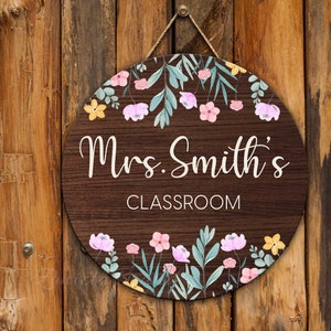 Floral Teacher Door Sign, Classroom Welcome Sign Gift for Teacher, Gift ...