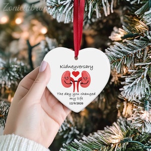Kidney Ornament, Kidney Transplant Christmas Ornament, Kidneyversary ...