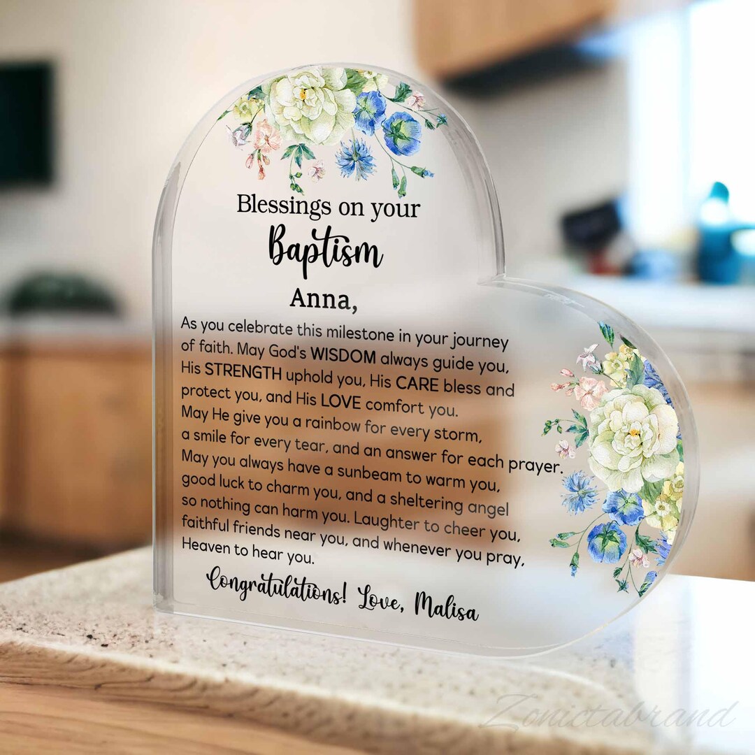 Personalized Baptism Plaque Gifts for Girls, Baptism Heart Acrylic ...