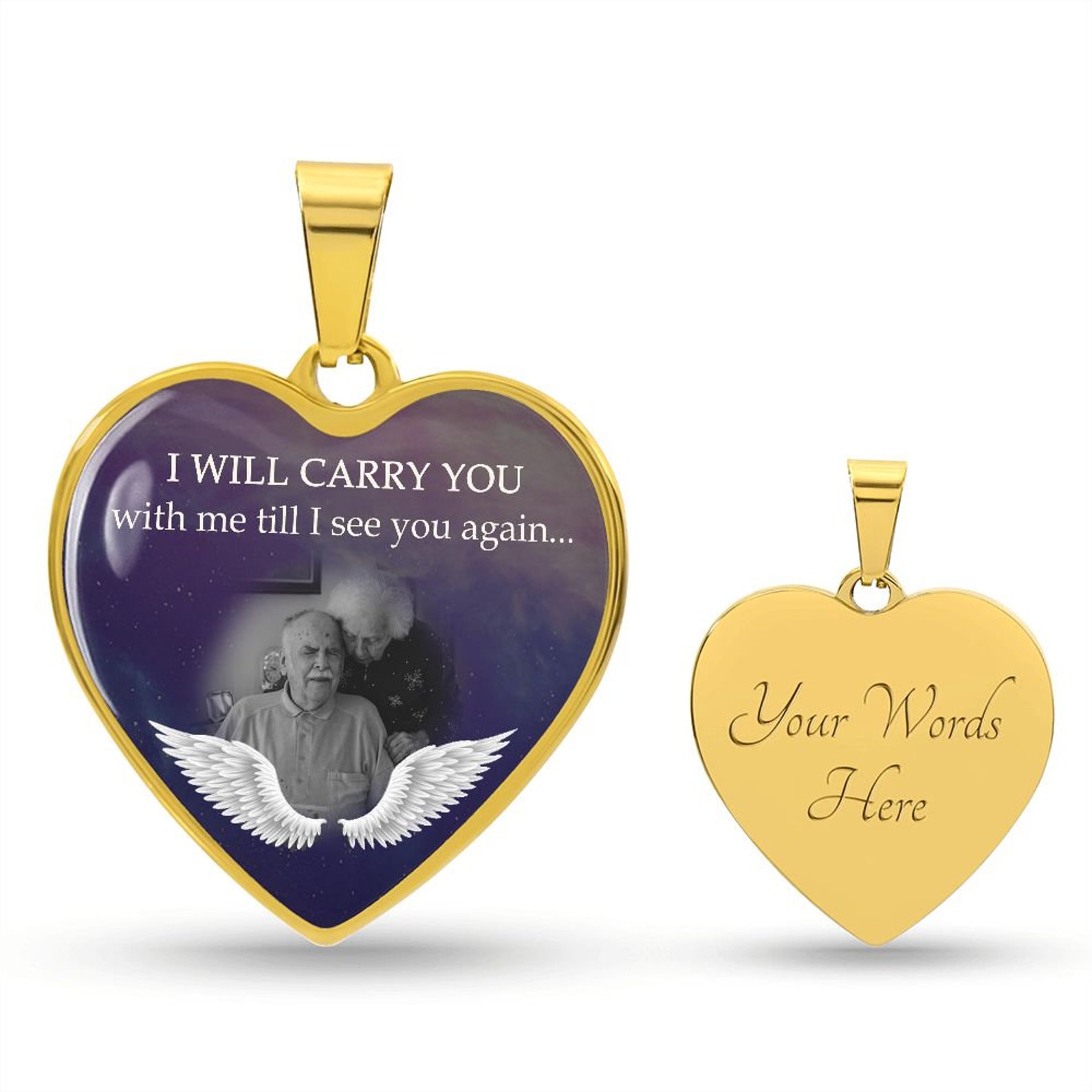 Personalized Photo Memorial Necklace Memorial Heart Necklace - Etsy