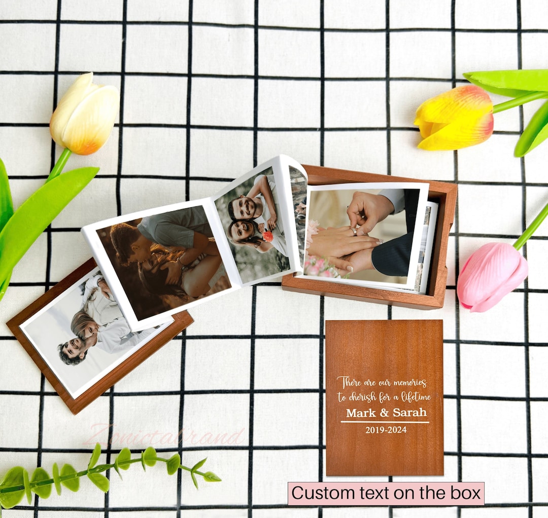 Custom Pull Out Photo Wooden Box, Personalized Wooden Photo Box for ...