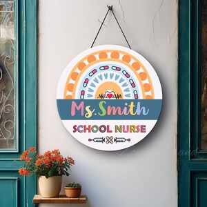 School Nurse Door Sign, Nurse Personalized Sign, New Nurse Gift, School ...