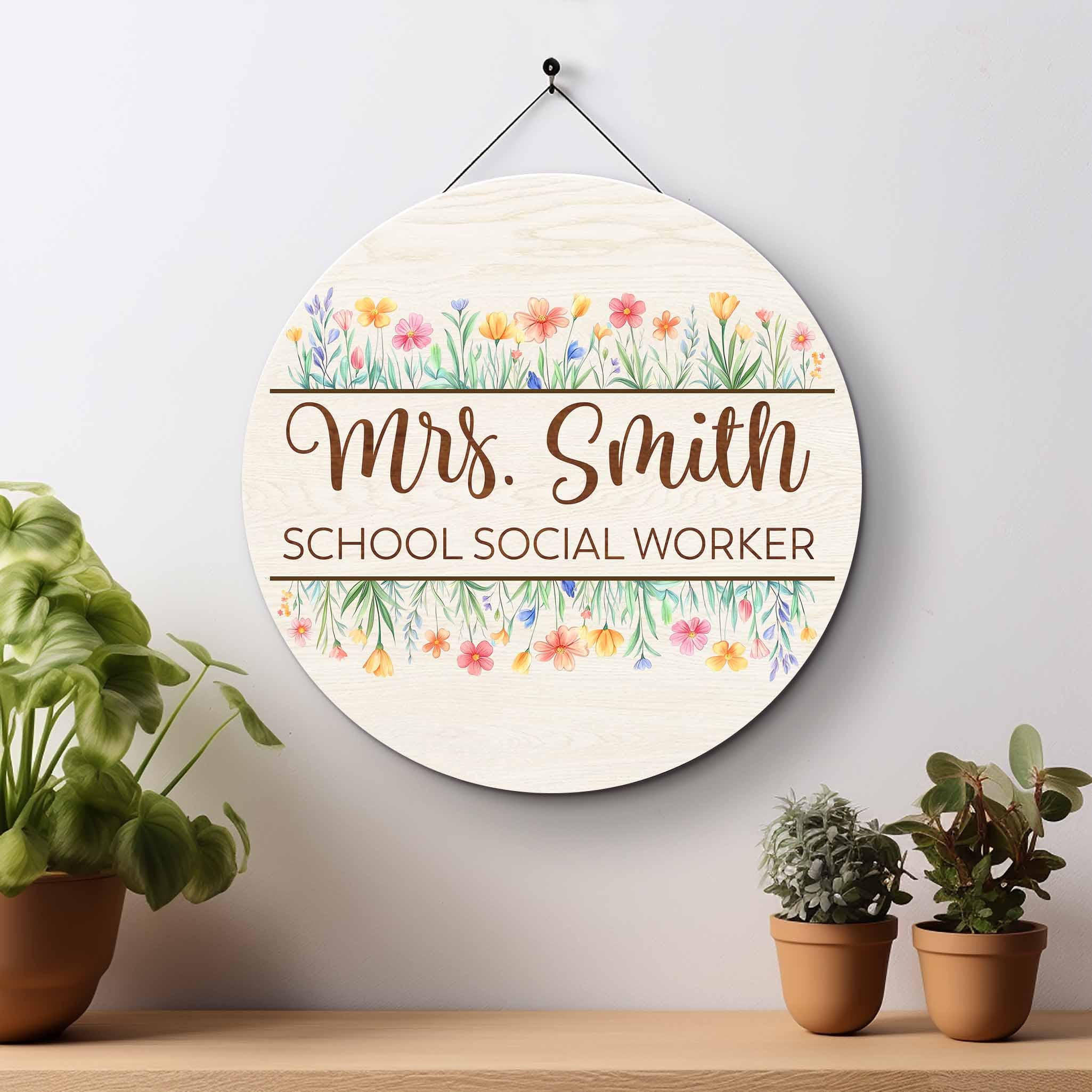 Personalized School Social Worker Door Sign, School Social Worker ...