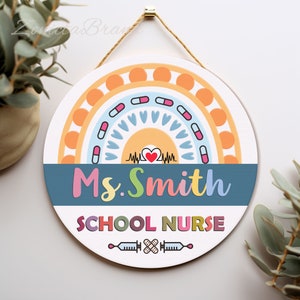 School Nurse Door Sign, Nurse Personalized Sign, New Nurse Gift, School ...