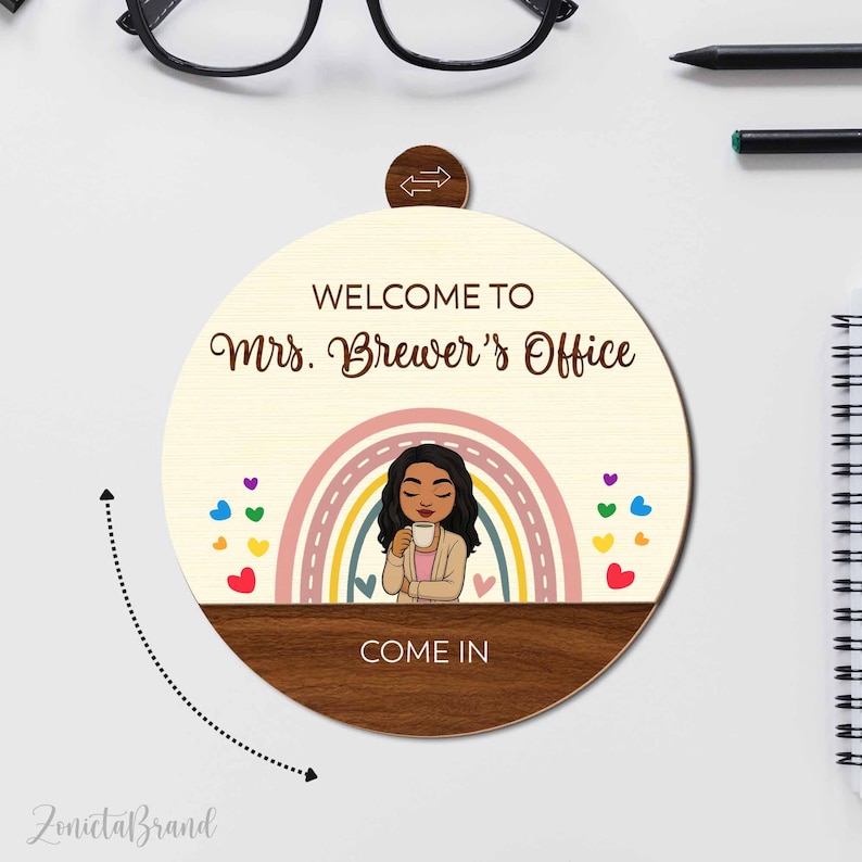 Personalized Office Door Sign With Spinner, Welcome Counselor Sign ...