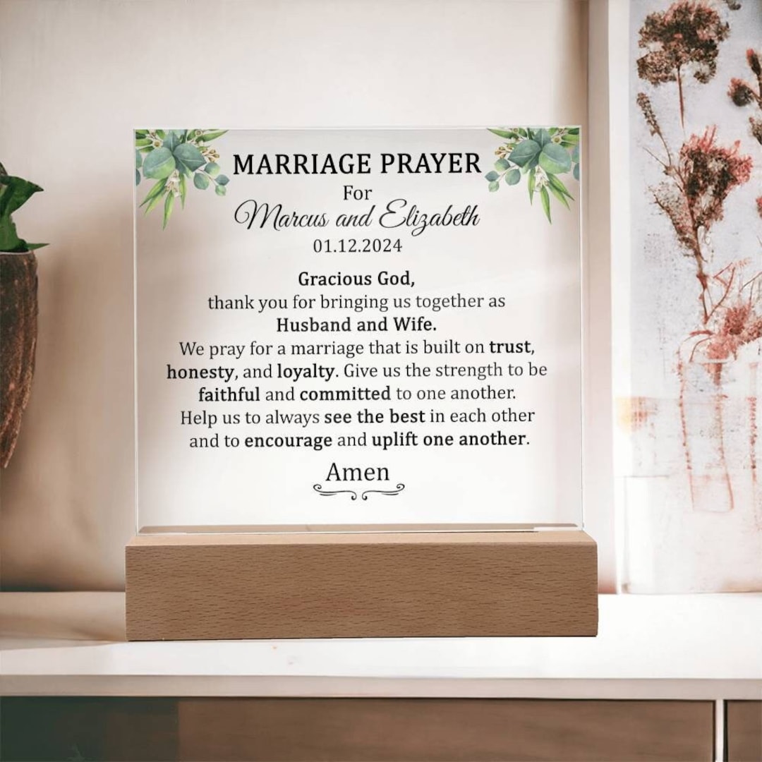 Personalized Wedding Gift for Newlywed Couples, Marriage Prayer Plaque ...