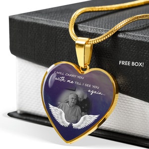 Personalized Photo Memorial Necklace Memorial Heart Necklace - Etsy