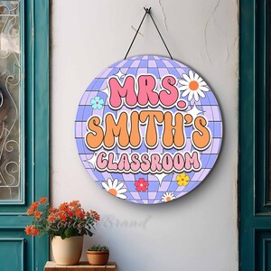 Personalized 3D Disco Classroom Door Sign, Groovy Teacher Door Hanger ...