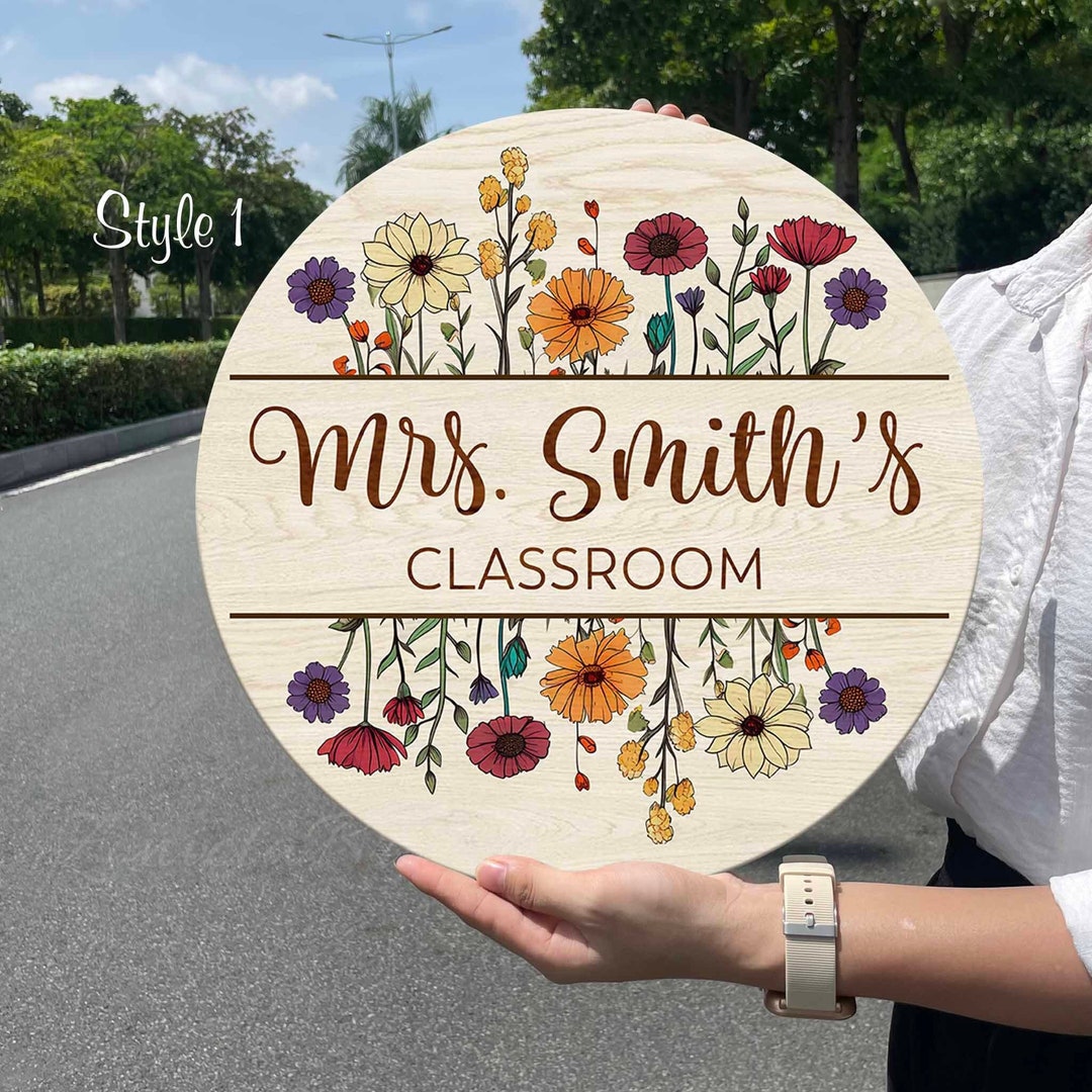 Personalized Teacher Door Sign, Custom Teacher Name Front Door Sign ...