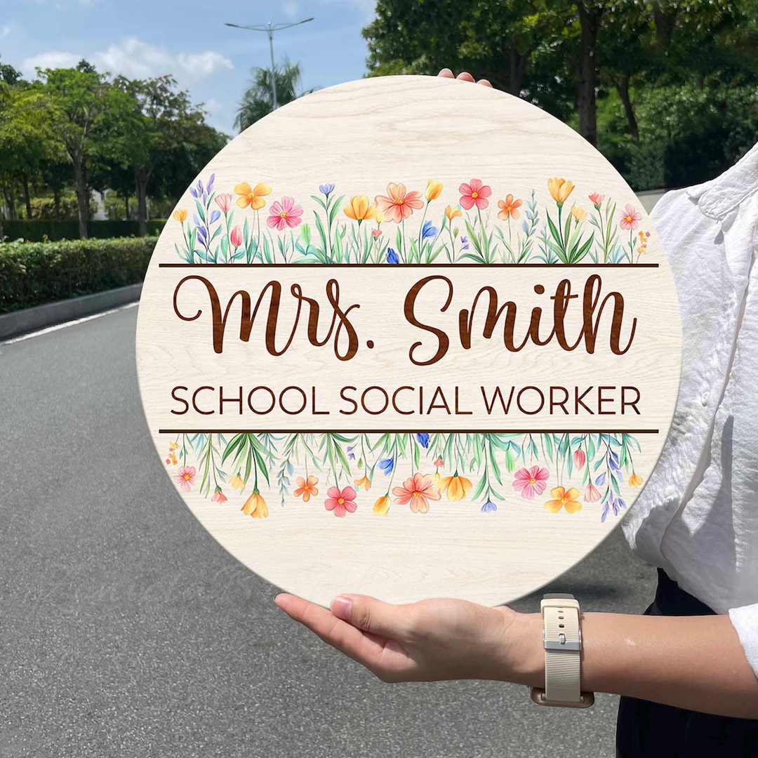 Personalized School Social Worker Door Sign, School Social Worker ...